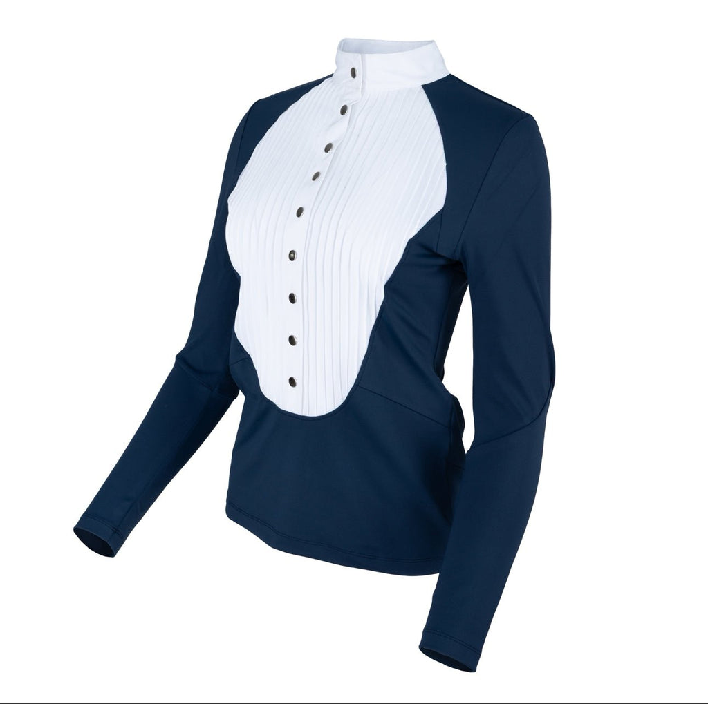 HORZEHOODS® Long Sleeve Classic Neck Tudor Competition Shirt – Navy/Wh